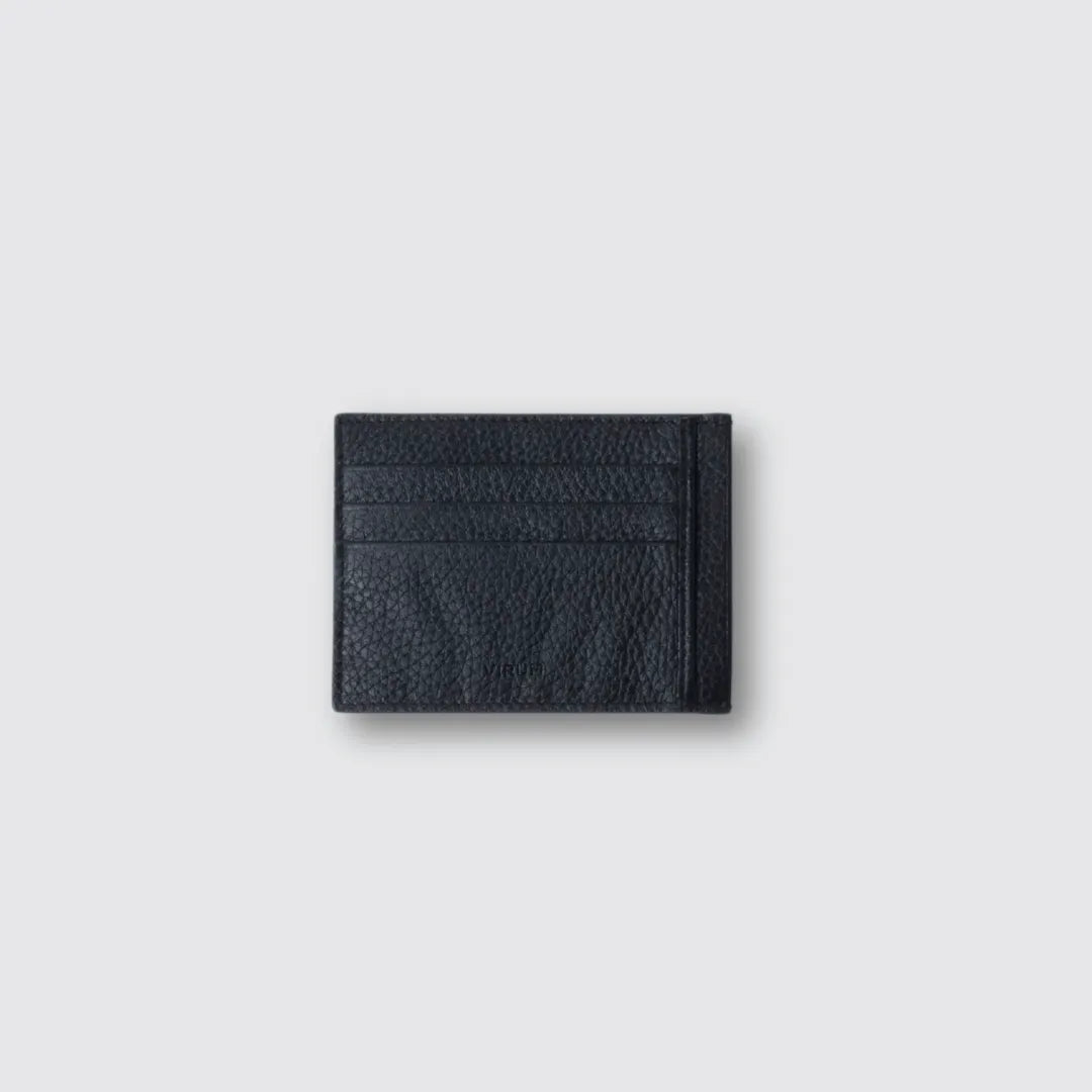 VIRUM | V-Cards+ in Black Hammered Leather - Made in Italy